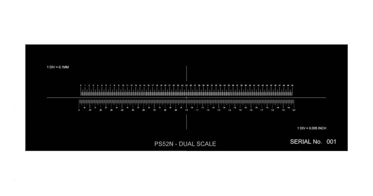 Dual Micrometer Calibration Slide with 50mm in 0.1mm (100µm) divisions